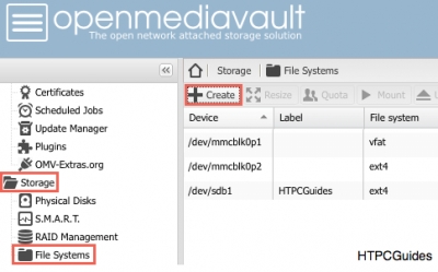 Create Shared Folders OpenMediaVault for USB Hard Drives