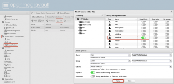 Install MiniDLNA Plugin OpenMediaVault
