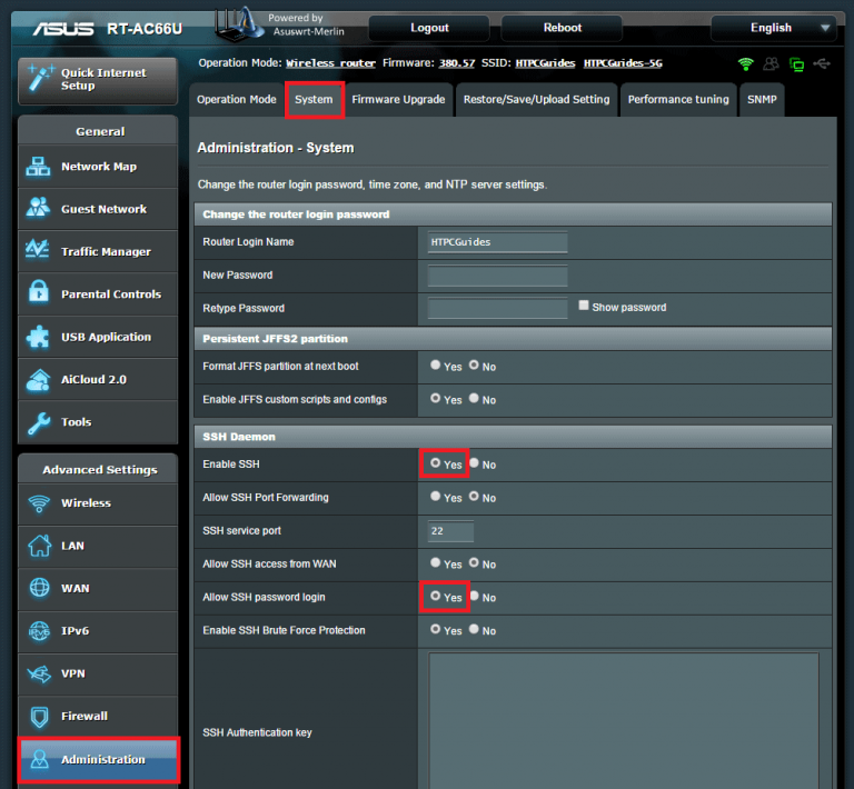 Enable SSH on Asus Routers with(out) SSH Keys