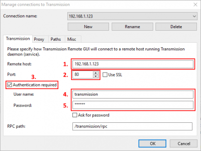 Configure Transmission Remote GUI Client on Windows